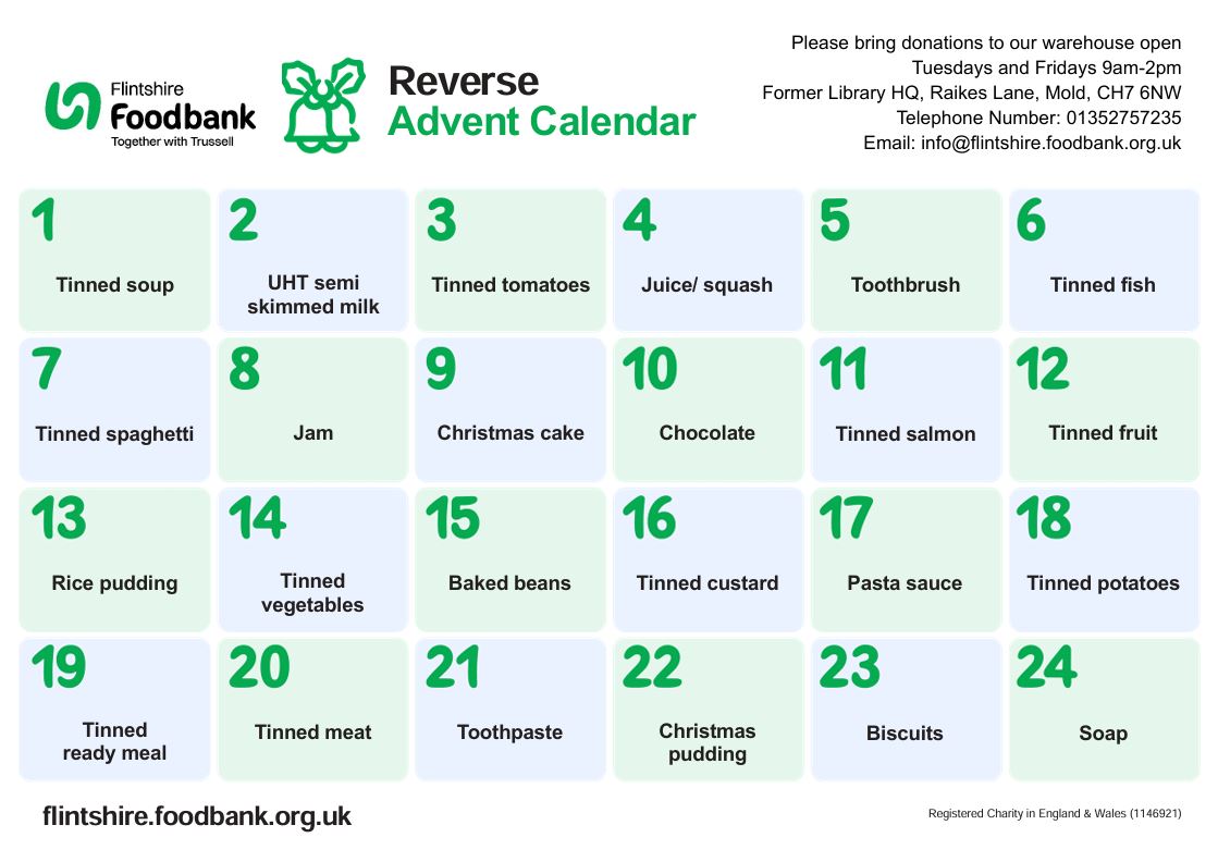 Reverse Advent Calendar | Flintshire Foodbank